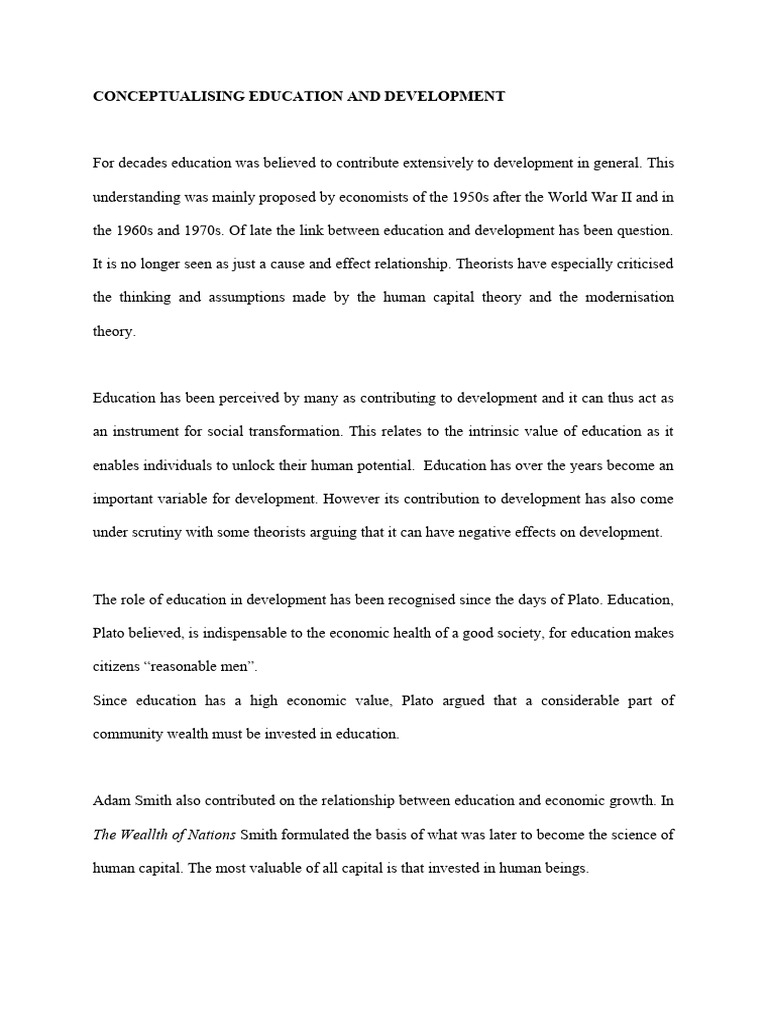 Conceptualisation of Education and Development | PDF | Human Capital ...