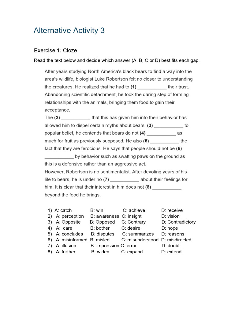 English C2 Activity 3 | PDF | Sharks