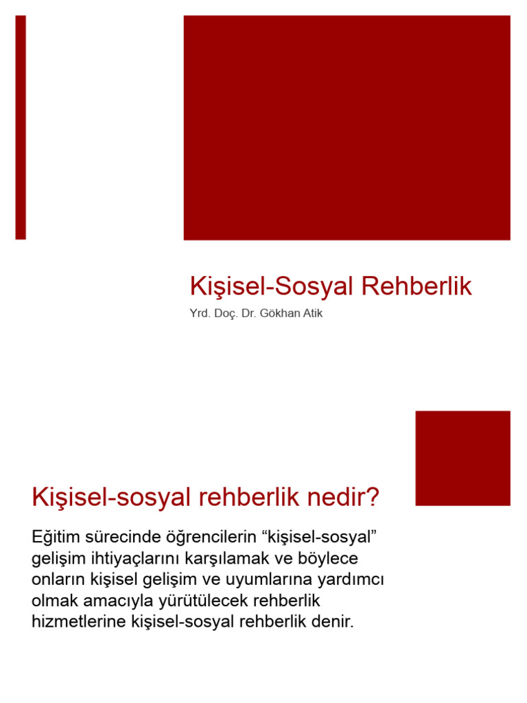 Kisisel Sosyal Rehberlik | PDF