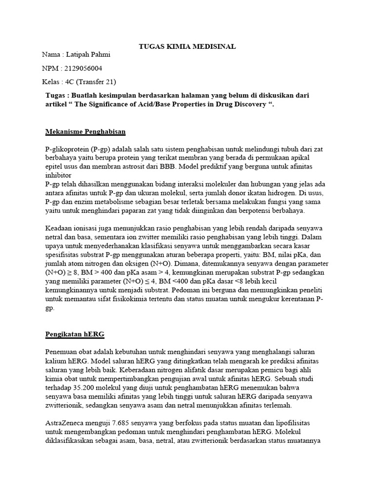 Optimasi Sifat Asam/Basa dalam Penemuan Obat | PDF