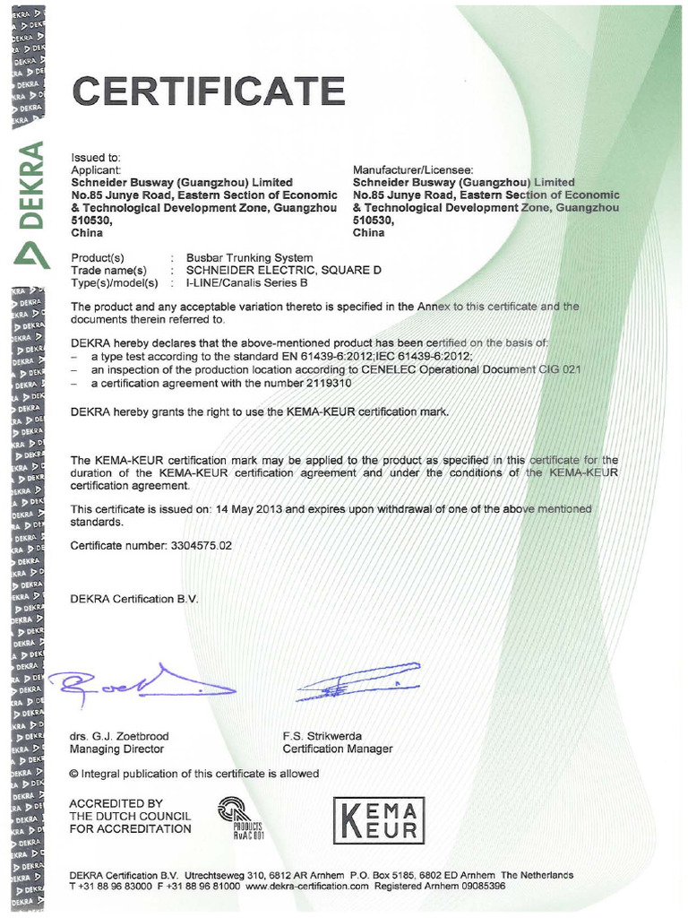 Iec61439-6 - I-Line - BFC - Kema-Keur | PDF