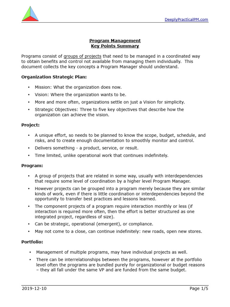 3.1 Program Management Summary - DPPM PDF | PDF | Project Management | Procurement