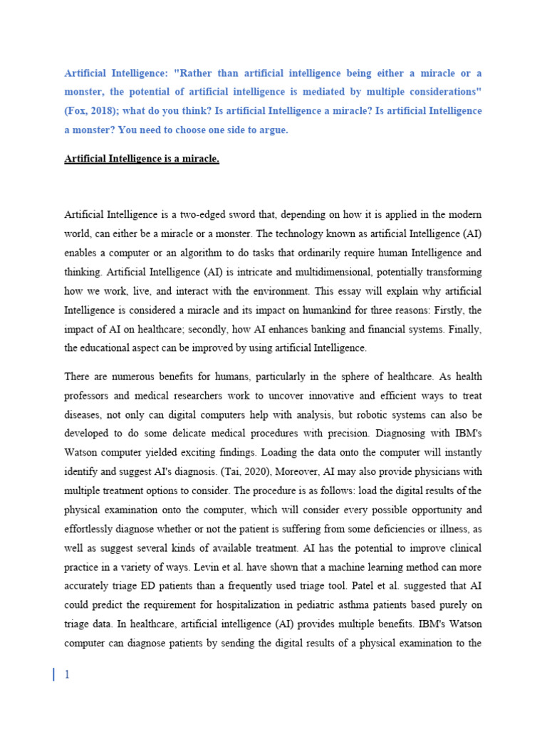 Artificial Intelligence Essay Kalana Wijesinghe - Edited | PDF ...