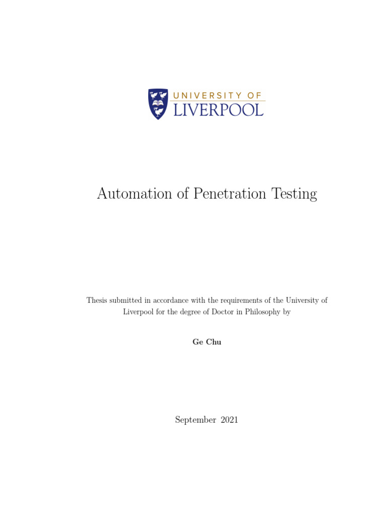 Automation of Penetration Testing | Download Free PDF | Denial Of ...