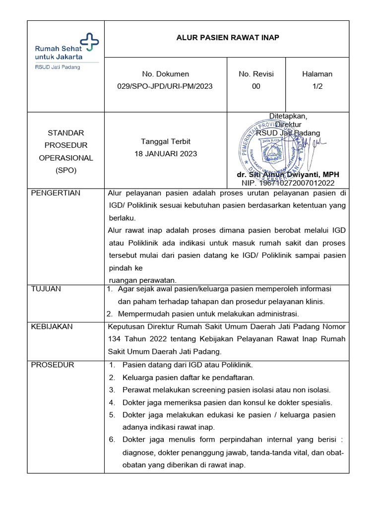 Alur Pasien Rawat Inap | PDF