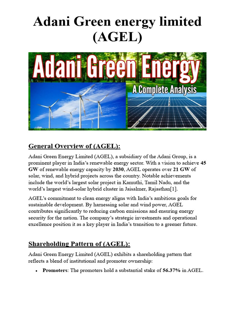 Adani Green Energy Limited Analysis | PDF | Renewable Energy | Diversification (Finance)