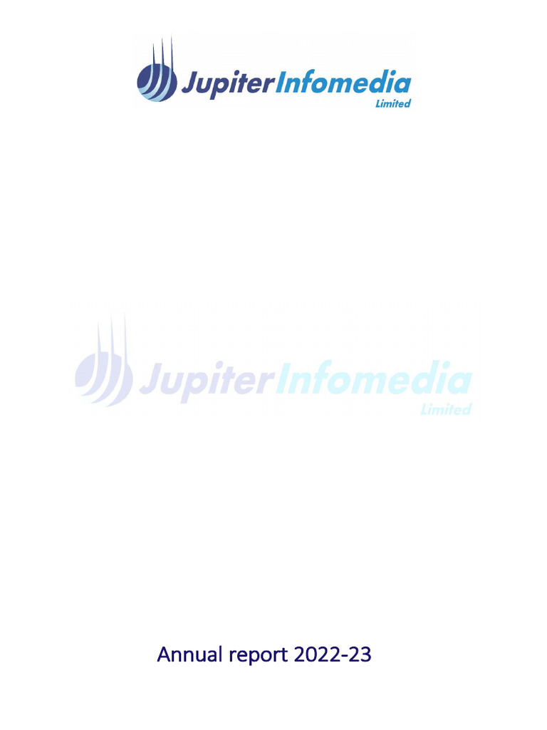 Jupiter Infomedia Annual Report 2022 2023 | Download Free PDF | Login ...