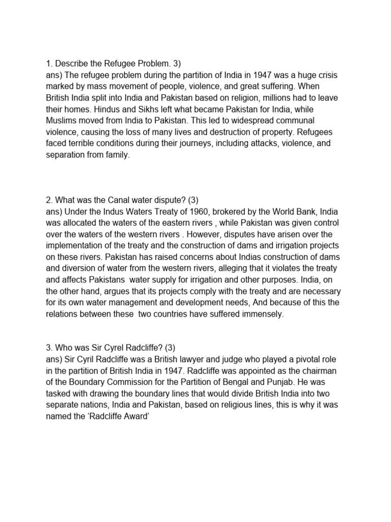 India-Pakistan Partition Issues | PDF | Travel