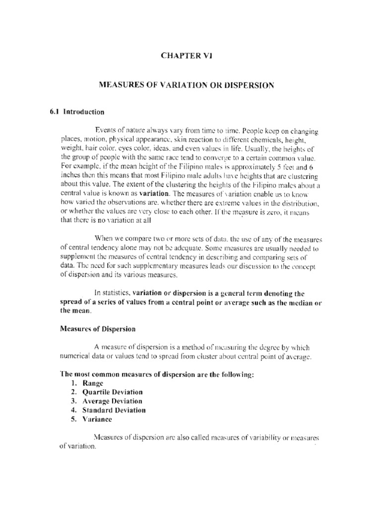 Measures of Variation or Dispersion_EDA | PDF