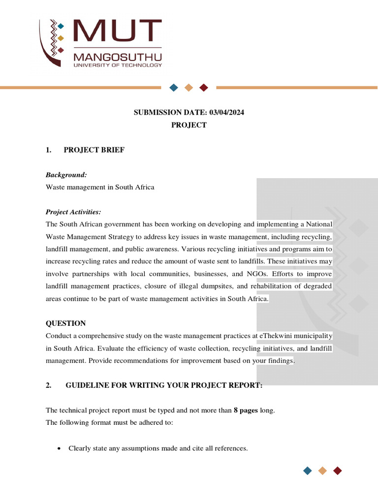 Environmental Engineering Project S3 1st Semester 2024 | PDF | Waste ...