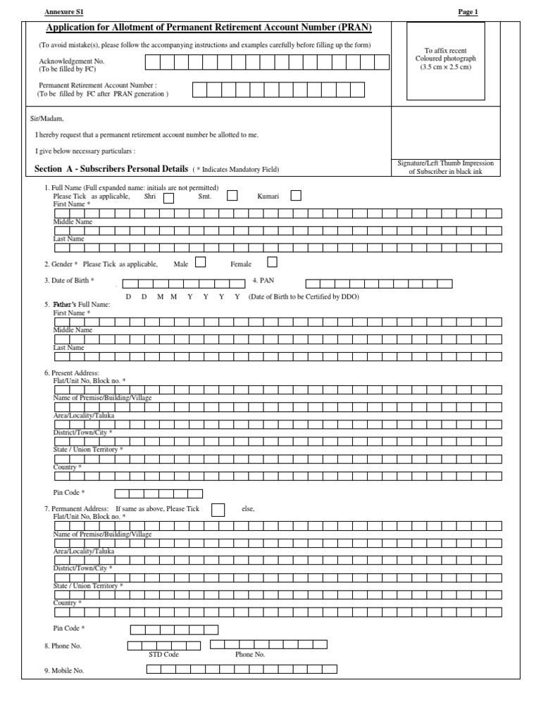 PRAN Allotment Form (Annexure S1) | PDF | Business | Finance & Money ...
