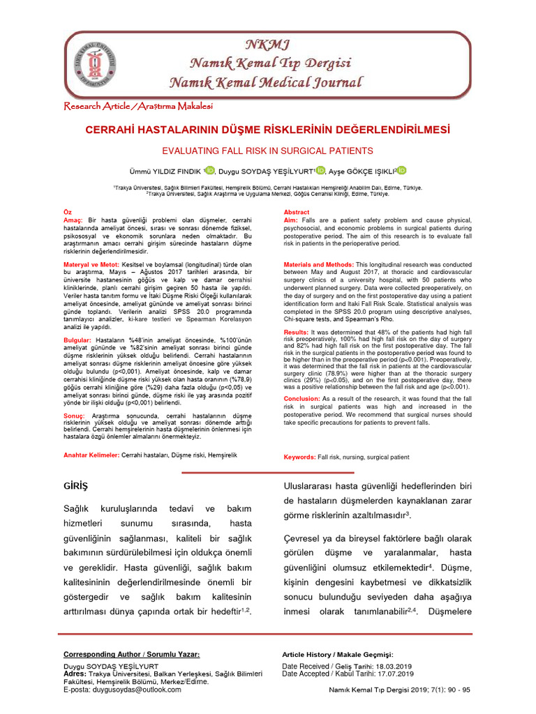 Cerrahi Hastalar - N - N D - Me Risklerinin de - Erlendirilmesi (#541533) - 793917 | PDF