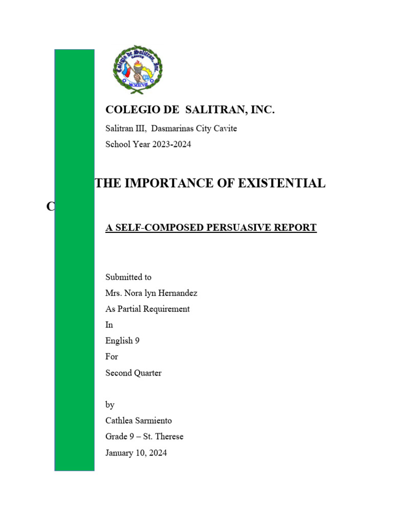 Sample Title Page For Project | Download Free PDF | Existentialism ...