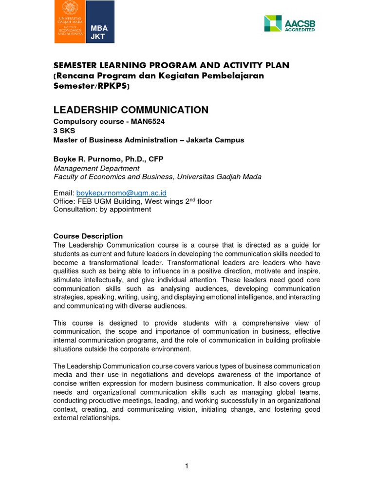 Silabus LC - Eng | PDF | Leadership | Communication