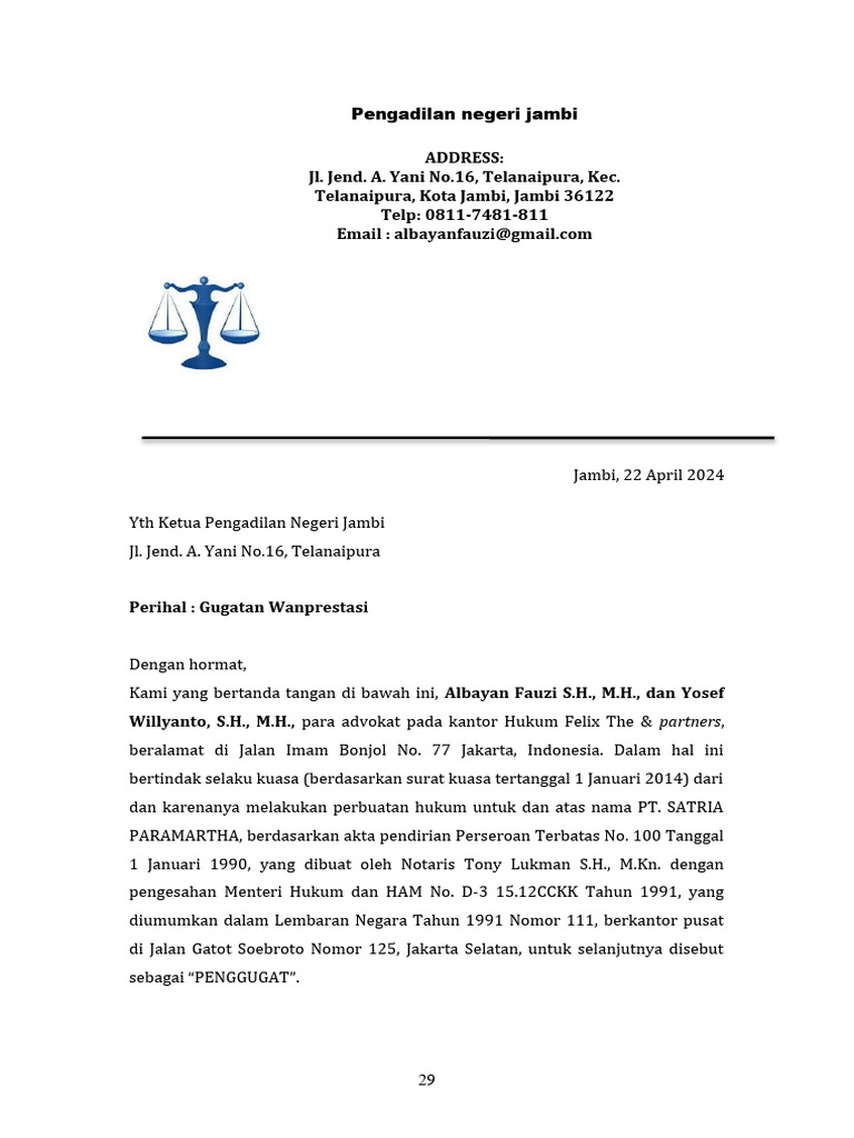 Contoh Surat Gugatan | PDF