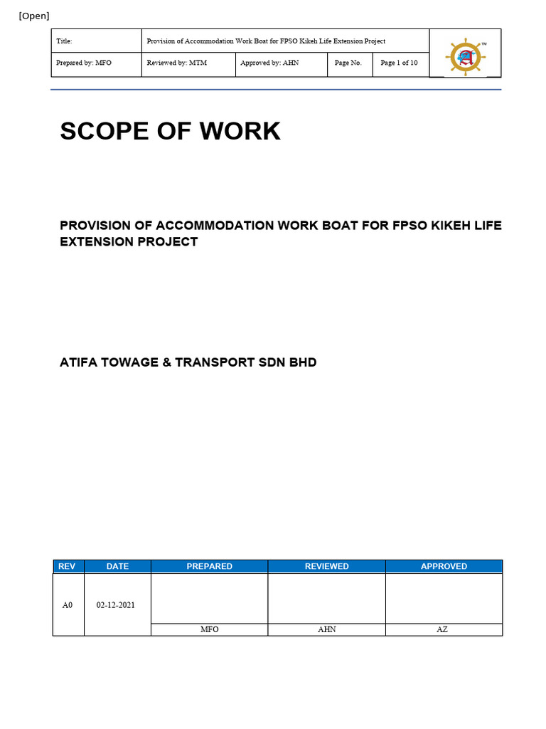 Scope of Work | PDF