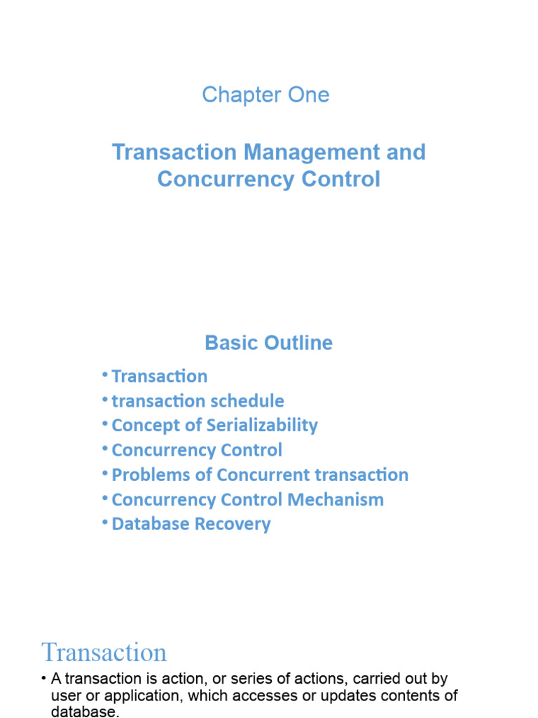 Advanced Database Chapter One Transaction Processing | PDF | Database Transaction | Databases