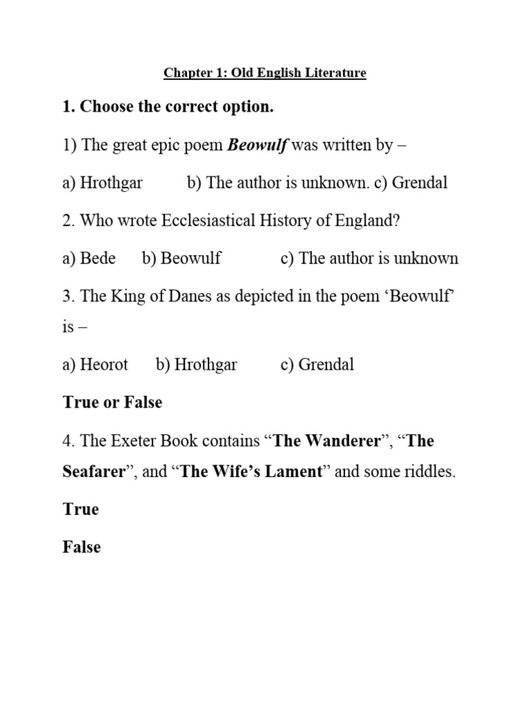 Old English Literature: Beowulf Insights | PDF | Classics