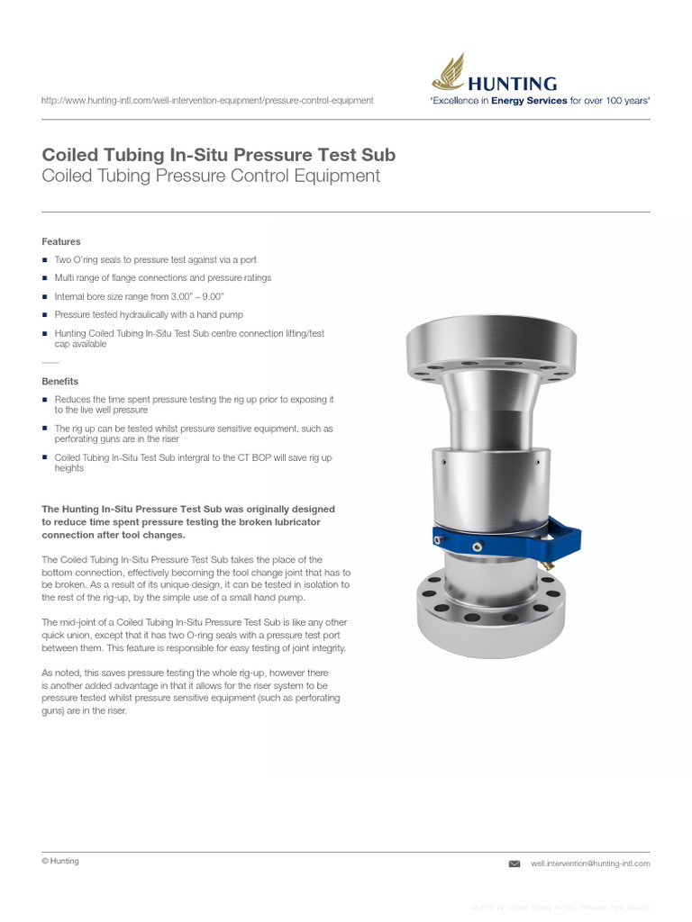 Wi - Pce-Pf - Coil Tubing In-Situ Pressure Test Sub-01-Lowres | PDF