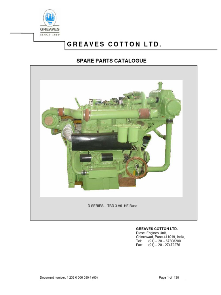 Greaves Spare Parts Catalogue Tbd3v6 | PDF | Pump | Engines