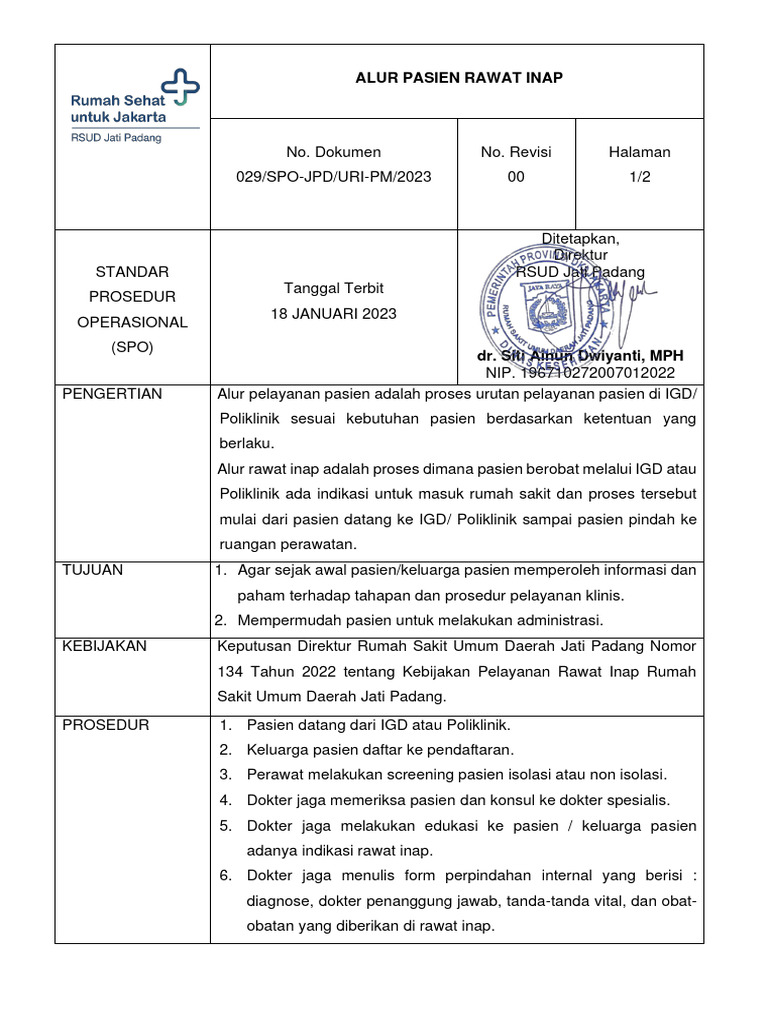 Alur Pasien Rawat Inap | PDF
