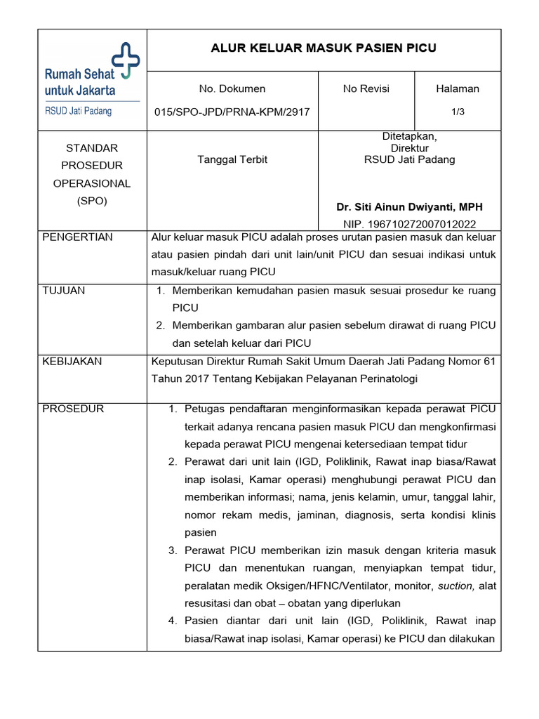 Alur Keluar Masuk Pasien Picu | PDF