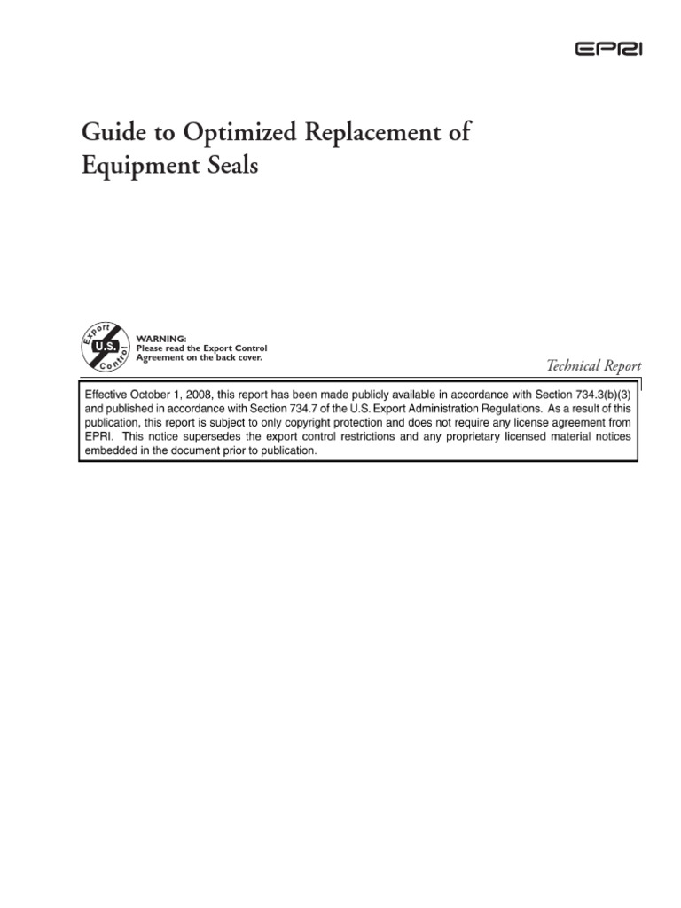 NP - 6731 - Guide To Optimized Replacement of Equipment Seals | PDF ...