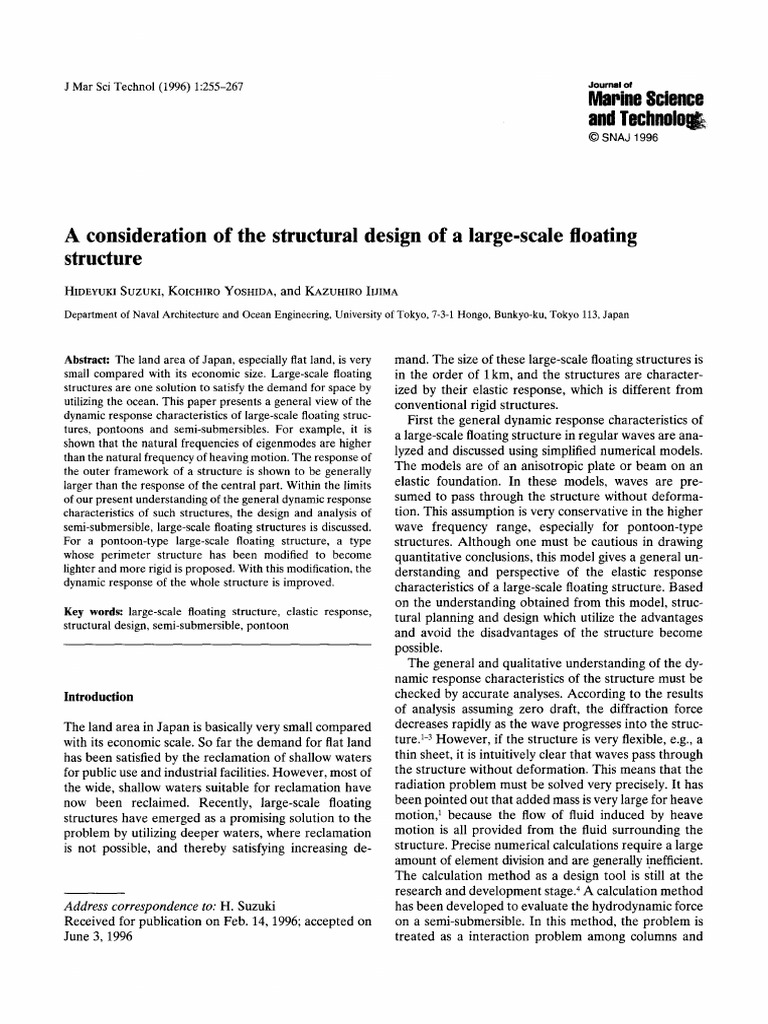 A Consideration of The Structural Design of A Large-Scale Floating Structure | PDF | Bending | Waves