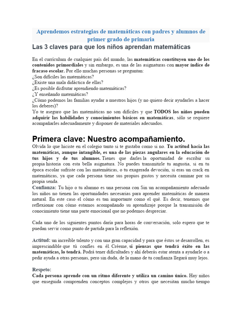 Aprendiendo Estrategias de Matematicas | PDF | Aprendizaje | Matemáticas