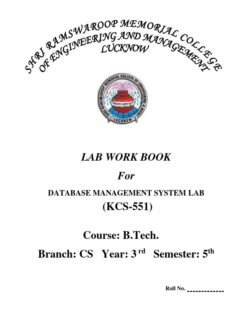 Btech Index and Front Page Lab (DBMS) | PDF