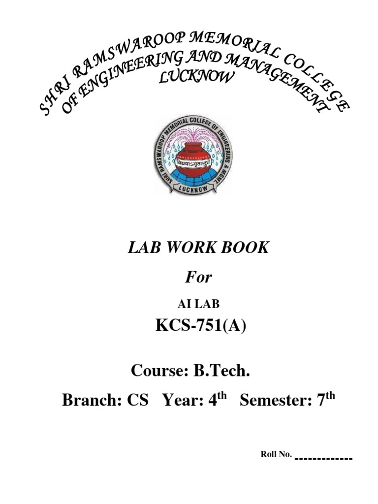 Btech Index and Front Page Lab (AI) 7th Sem | PDF