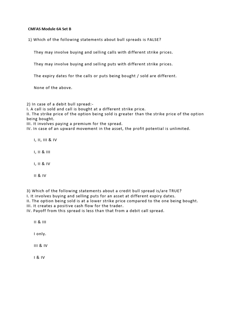 CMFAS Module 6A Set B Mock Test | PDF | Greeks (Finance) | Option (Finance)