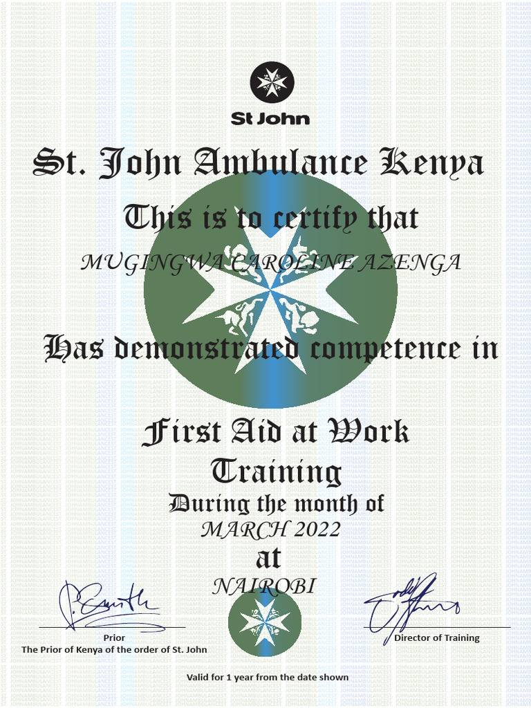 St. John Ambulance Kenya Certification | PDF