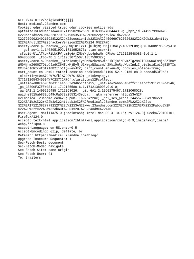 HTTP Request Analysis for 23andMe | PDF