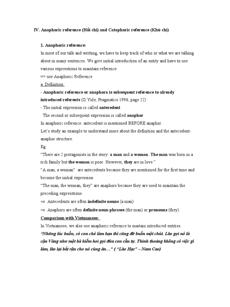 Anaphora and Cataphora | PDF | Pronoun | Linguistics