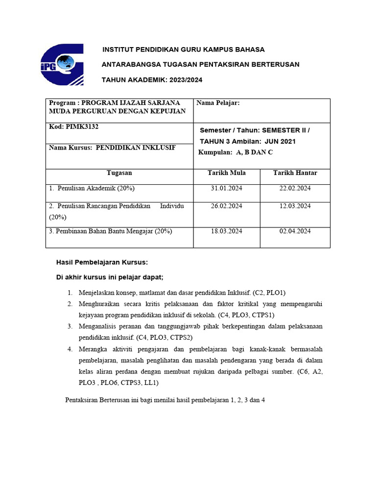 PB Pimk 3132 Pendidikan Inklusif | PDF