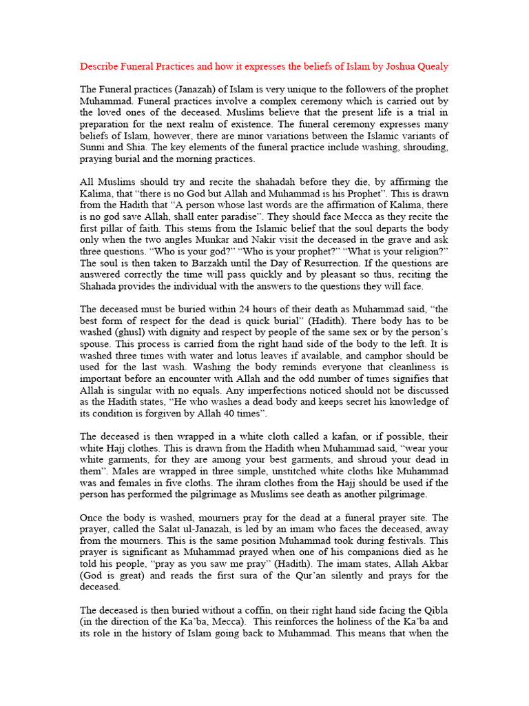 Studies of Religion Resources - Describe Funeral Practices and How It ...