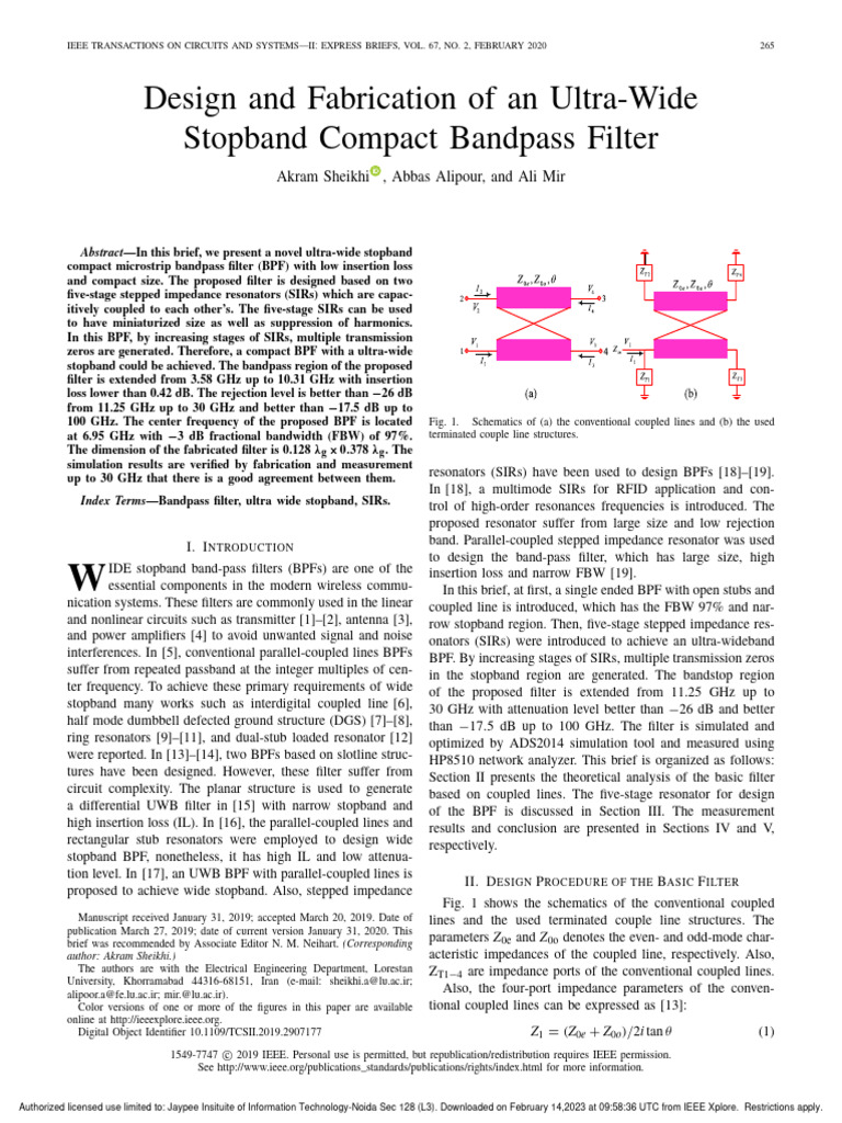 Ultra-Wide Stopband BPF Design | PDF | Electronic Engineering | Electronics