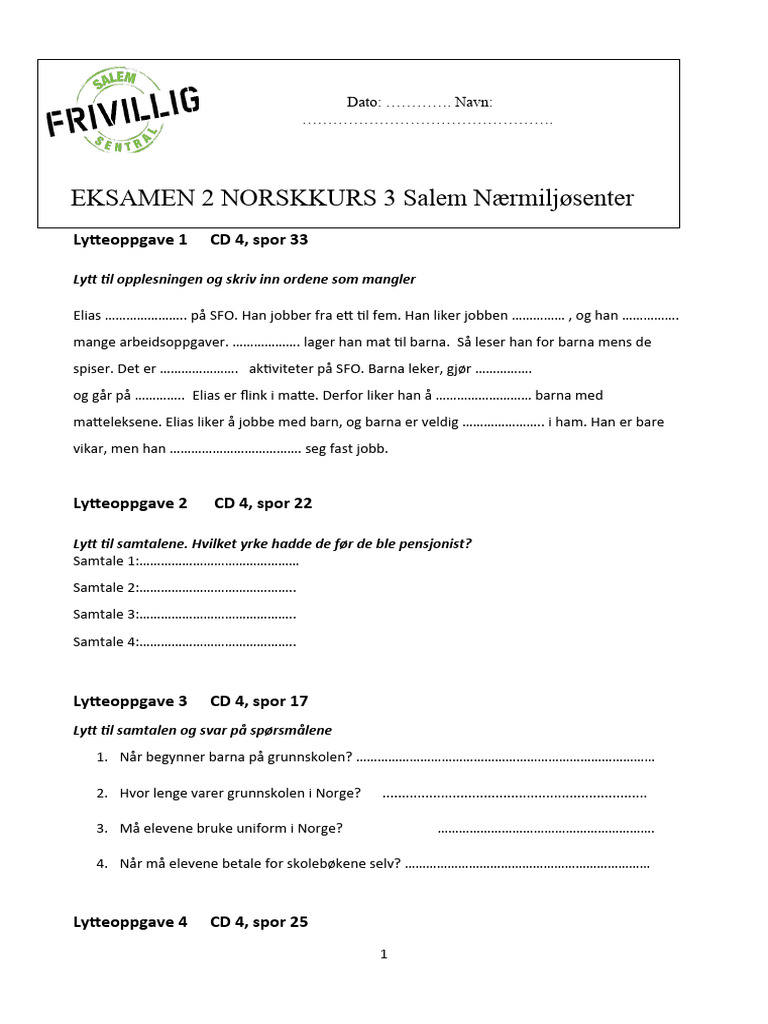 Eksamen 2 NK3 | PDF