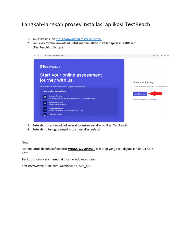 Tutorial Install Aplikasi TestReach in Bahasa | PDF | Komputer