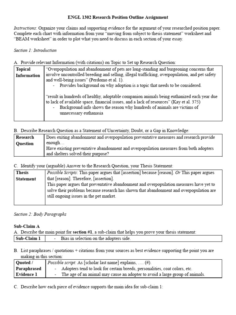 researched position outline | PDF | Reason | Evidence
