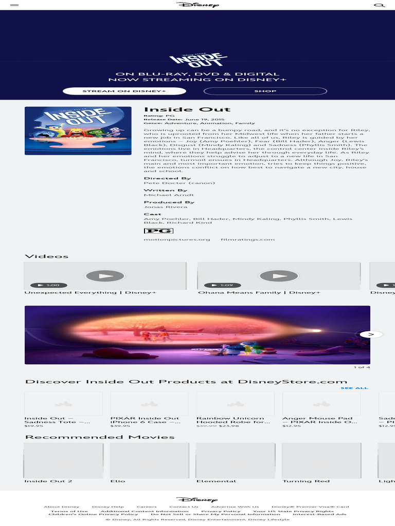 Inside Out Disney Movies | PDF
