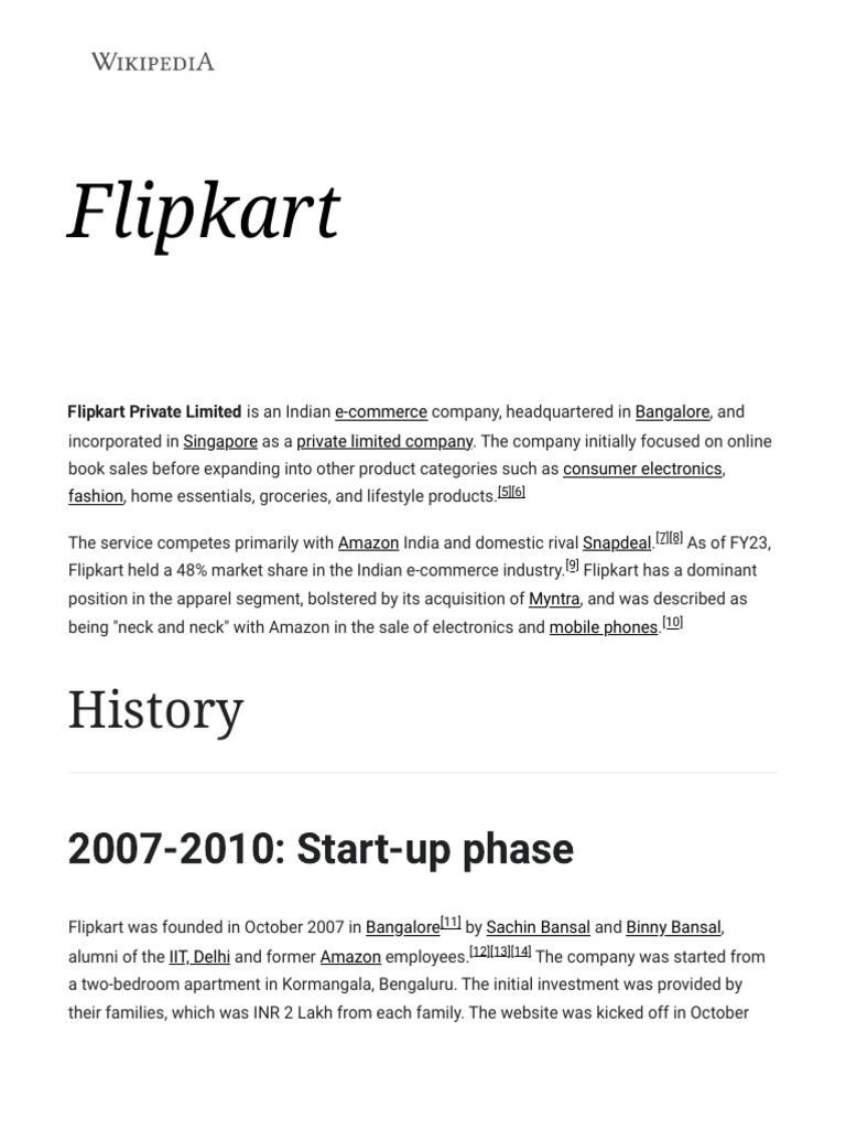 Flipkart - Wikipedia | PDF | Business | Companies