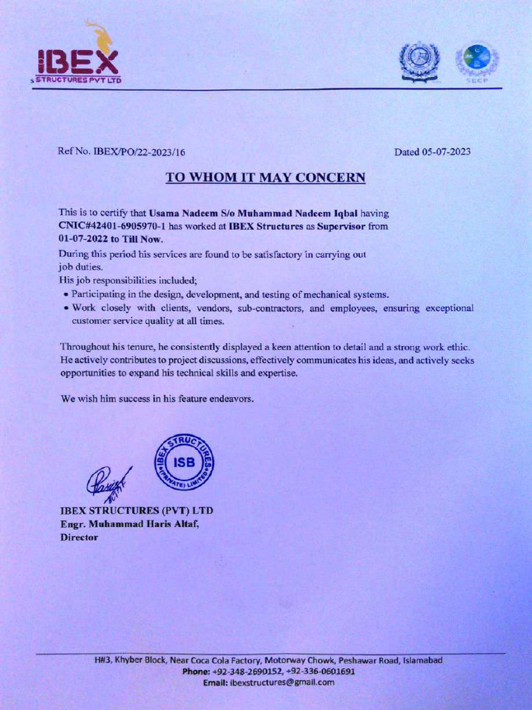 Experience Letter | PDF