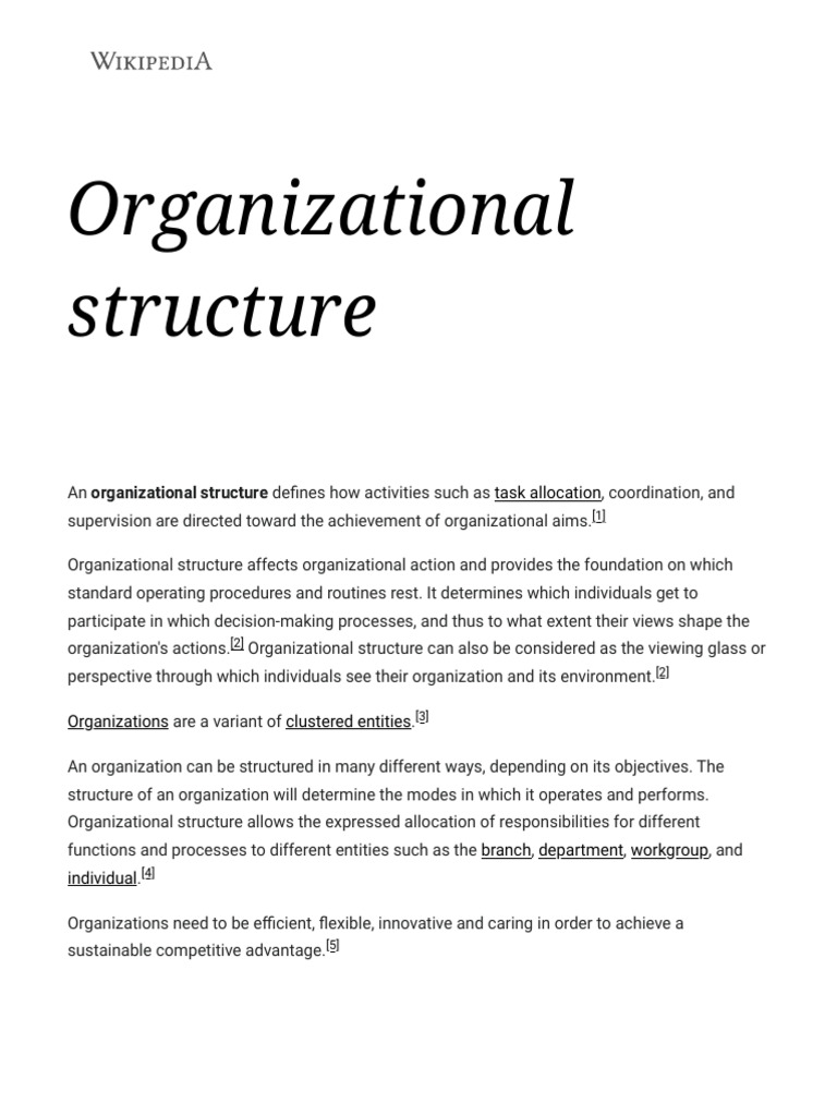 Organizational Structure - Wikipedia 1 | PDF | Organizational Structure ...