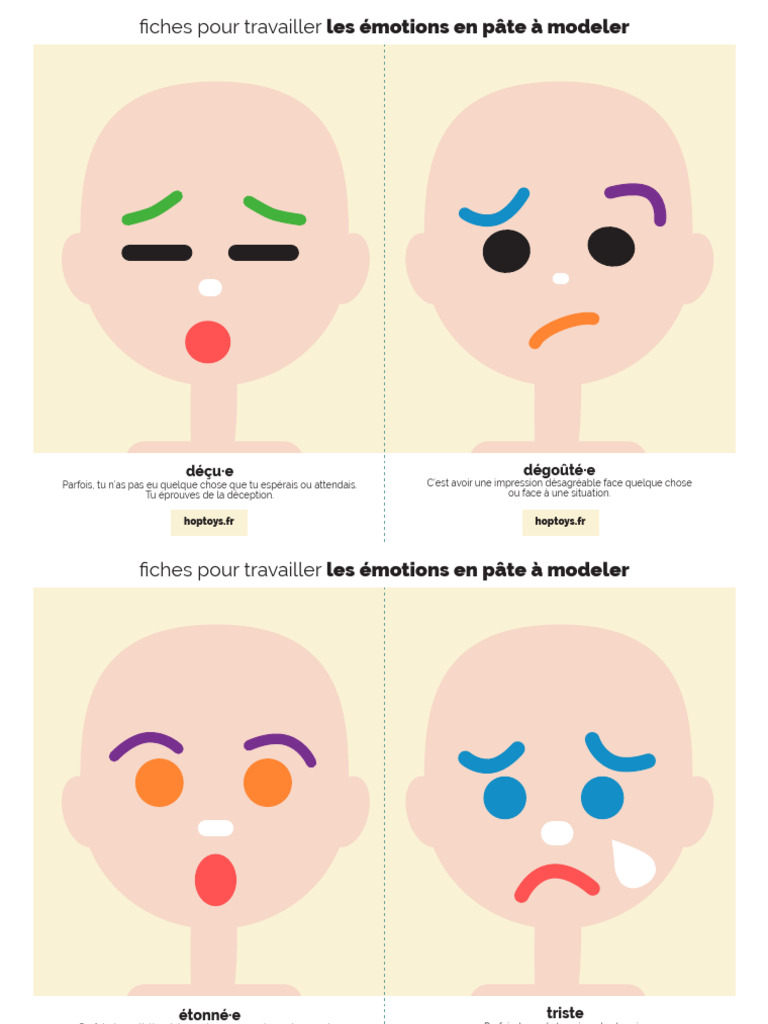 Fiches d'émotions en pâte à modeler | PDF | Émotions | Sciences ...