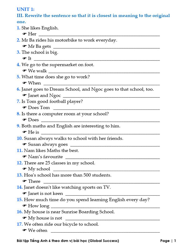 Ôn Ktra Hki 1 Anh 6 | PDF