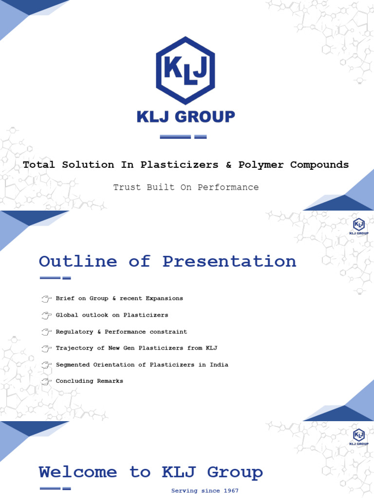 KLJ Group: Leaders in Plasticizers Solutions | PDF | Polyvinyl Chloride | Pipe (Fluid Conveyance)