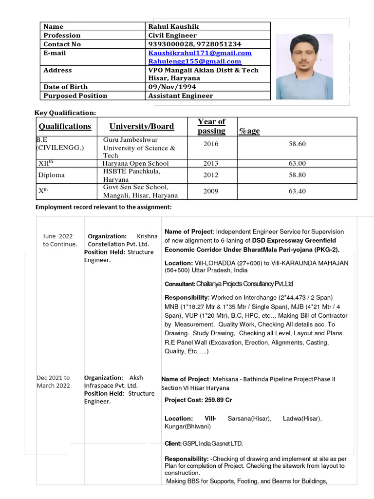 Rahul CV | PDF | Road | Road Infrastructure