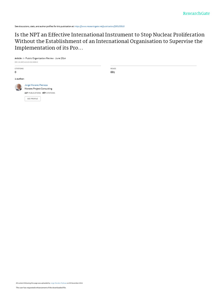 NPT's Role in Nuclear Proliferation Control | PDF | Treaty On The Non ...